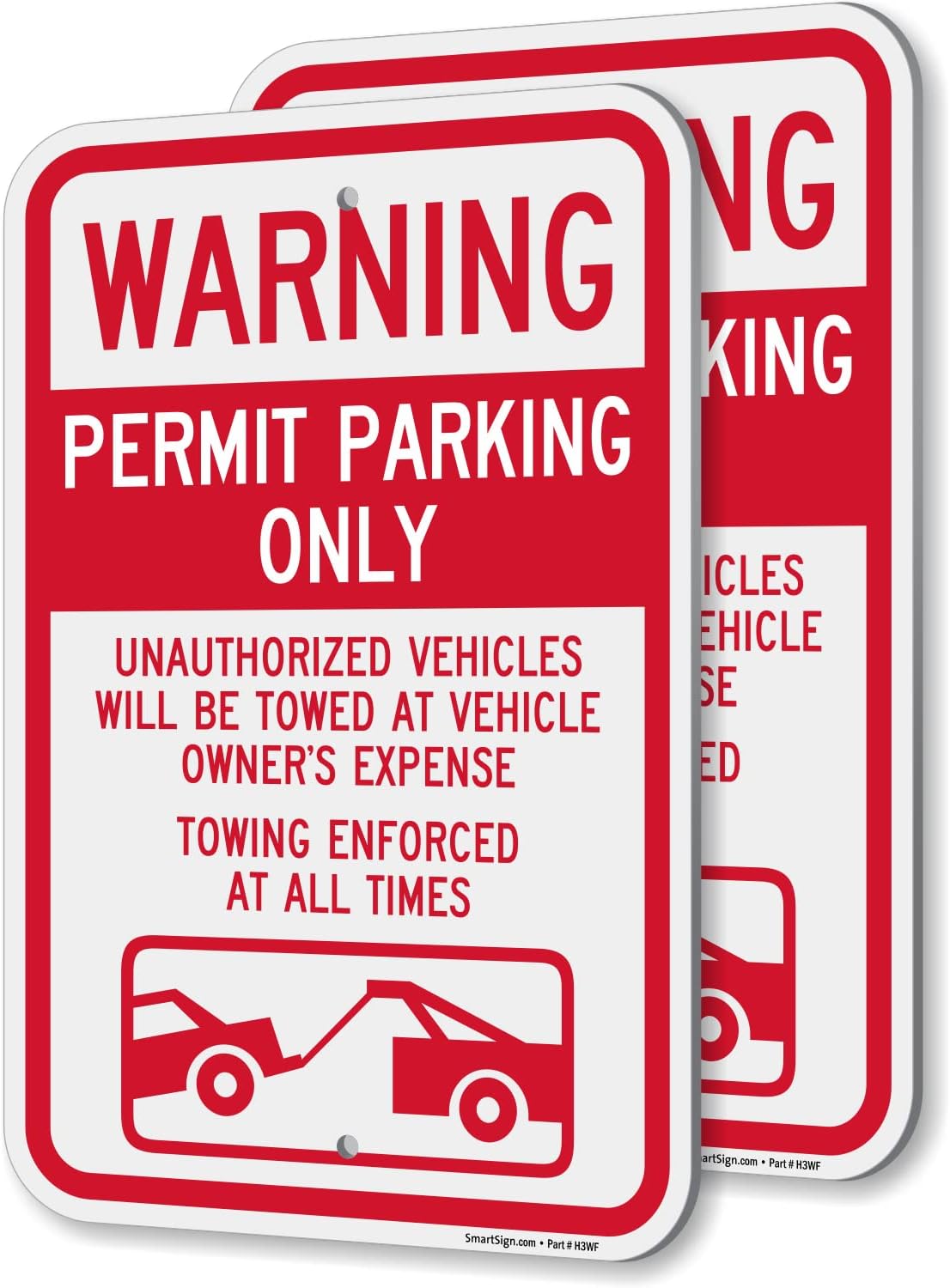 Amazon.com: SmartSign Warning Permit Parking Only Sign - 2 Pack, Towing ...