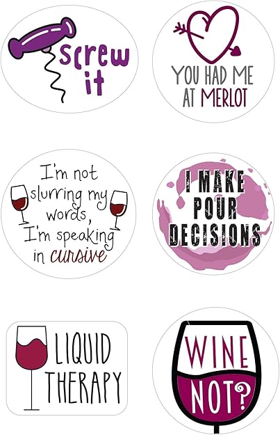 Amazon.com | Twerp Funny Wine Glass Markers | Stickers for Stemless ...