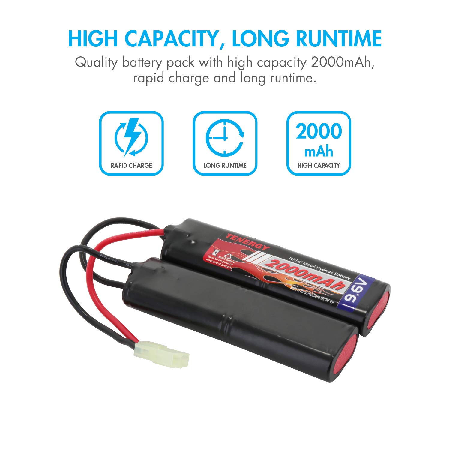 Snapklik.com : 9.6V Airsoft Battery 2000mAh NiMH Nunchuck Battery w ...