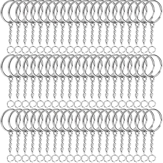 Feeling Hub Metal Split Keychain Rings with Chain & Jump Ring ...