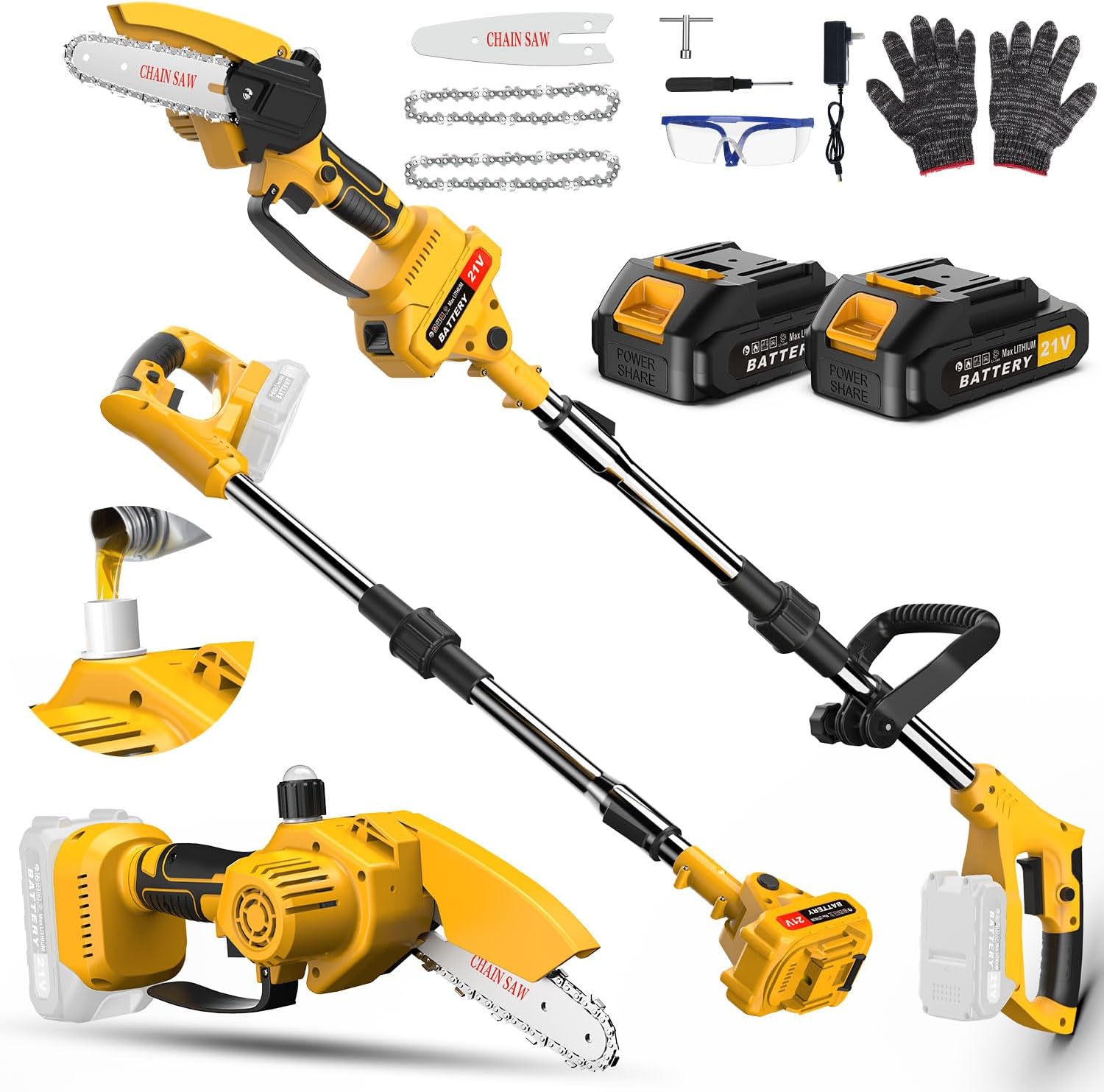 Lmozim 2-in-1 Cordless Pole Saw & Battery Chainsaw 6 Inch, Mini ...