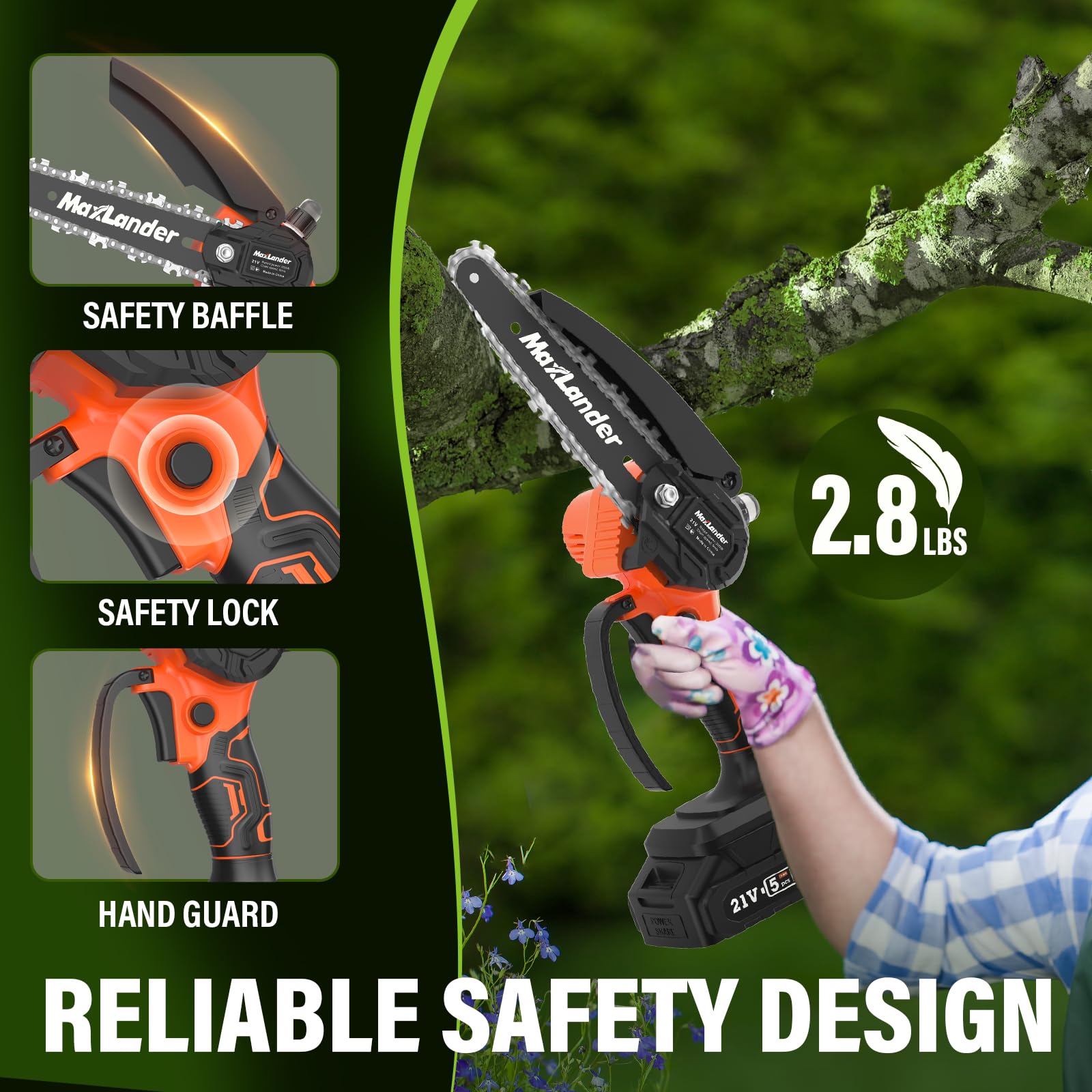 Snapklik.com : MAXLANDER Mini Chainsaw, 6-Inch Cordless Handheld ...