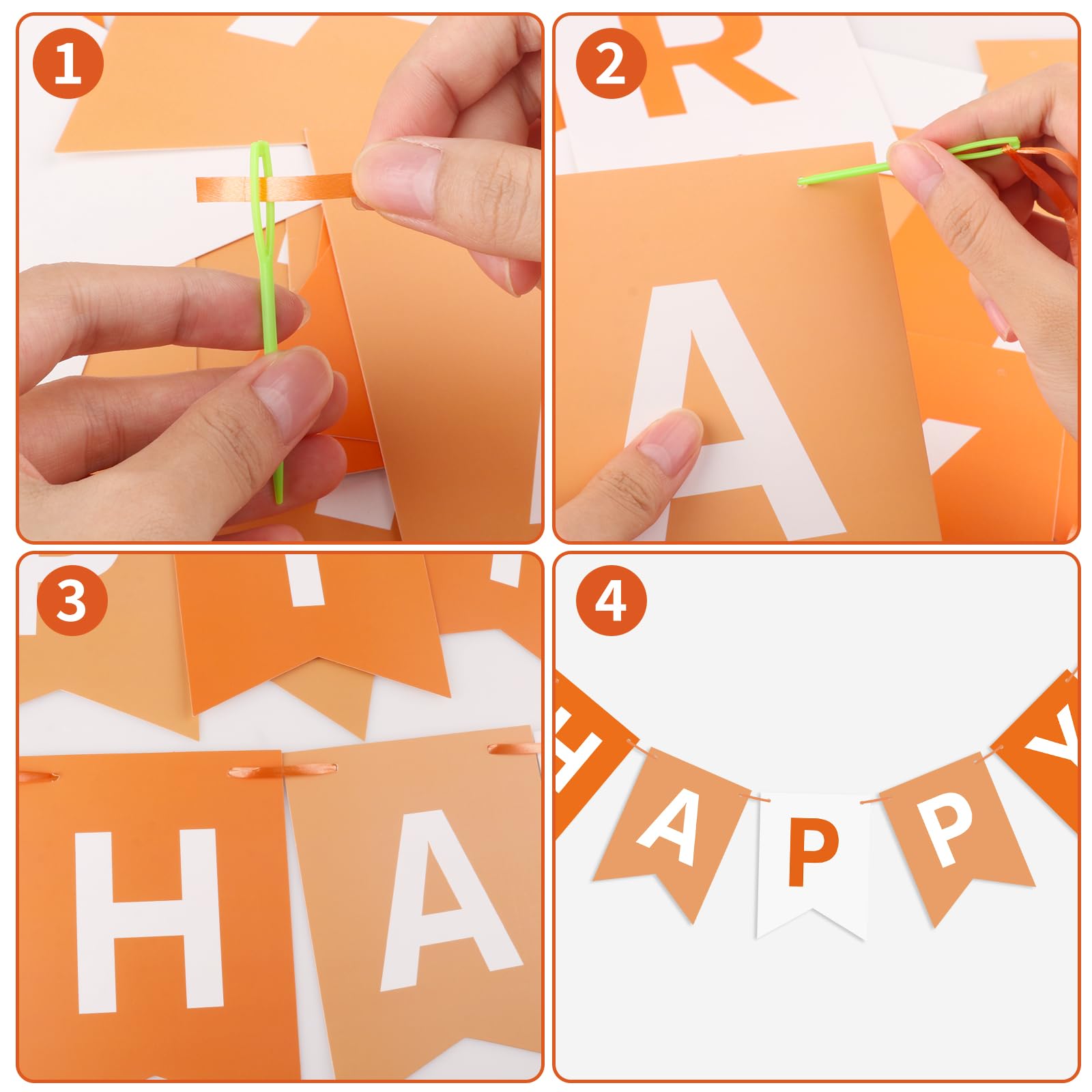 Snapklik.com : Orange Happy Birthday Banner Sign Birthday Bunting ...