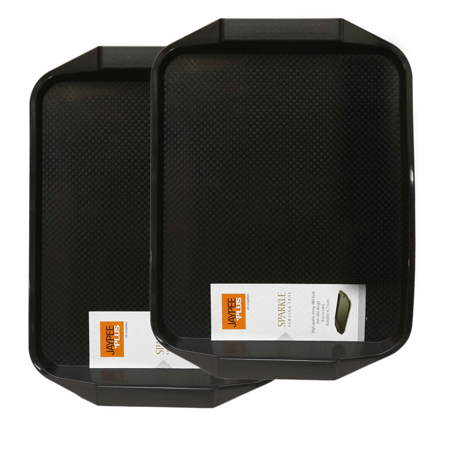Jaypee Plus Combo Plastic Serving Tray Sparkle Set Large, Small Black ...