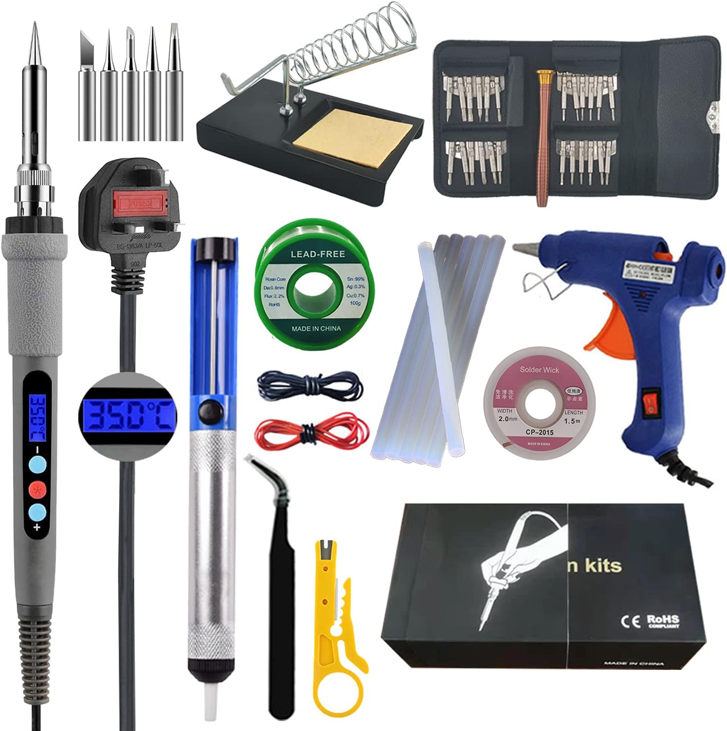 60W 220V LCD Soldering Iron Kit Welding Tool Set with Thermostatic ...
