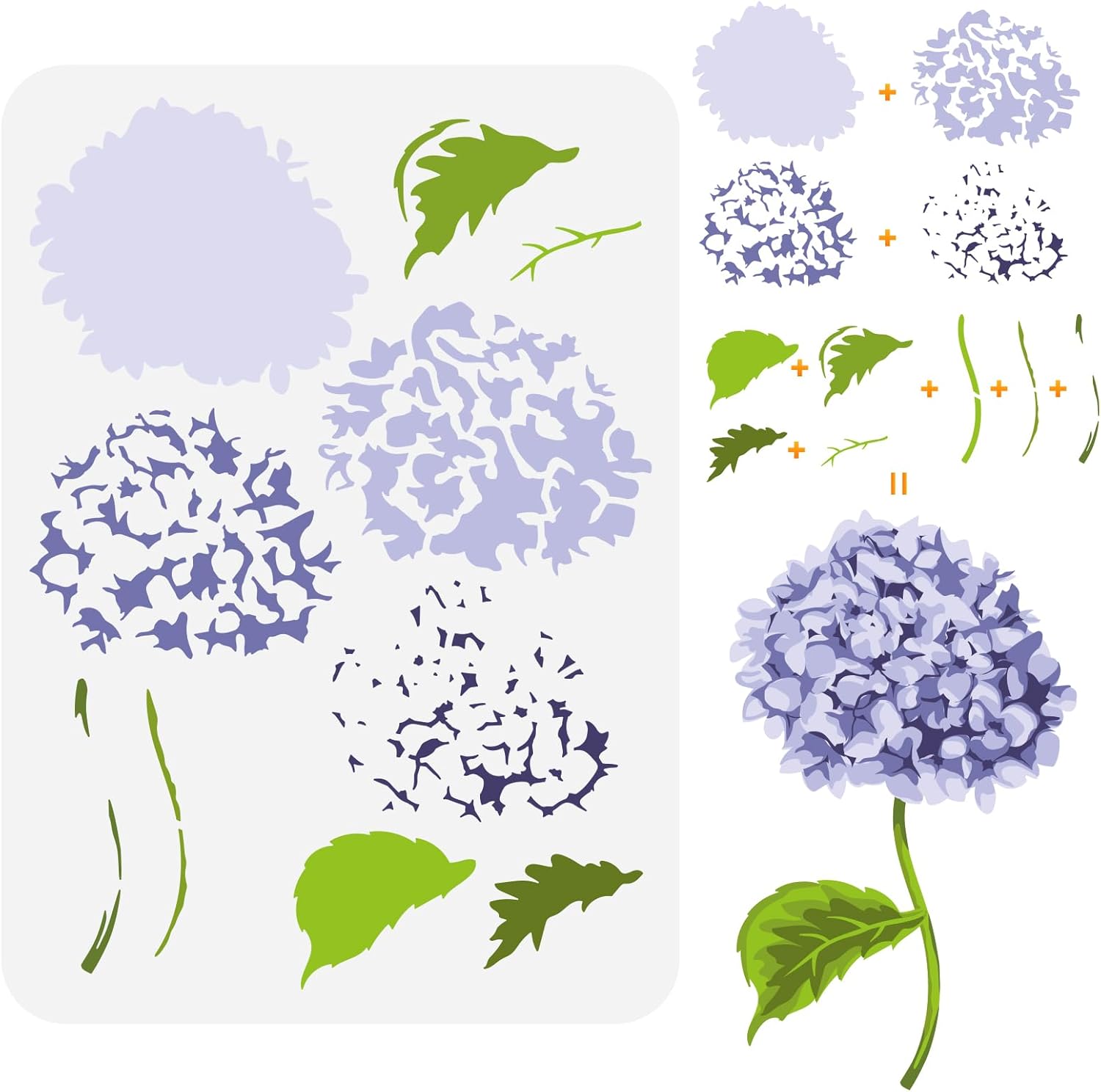 Amazon.com: FINGERINSPIRE Layered Hydrangea Pattern Painting Stencil 8 ...