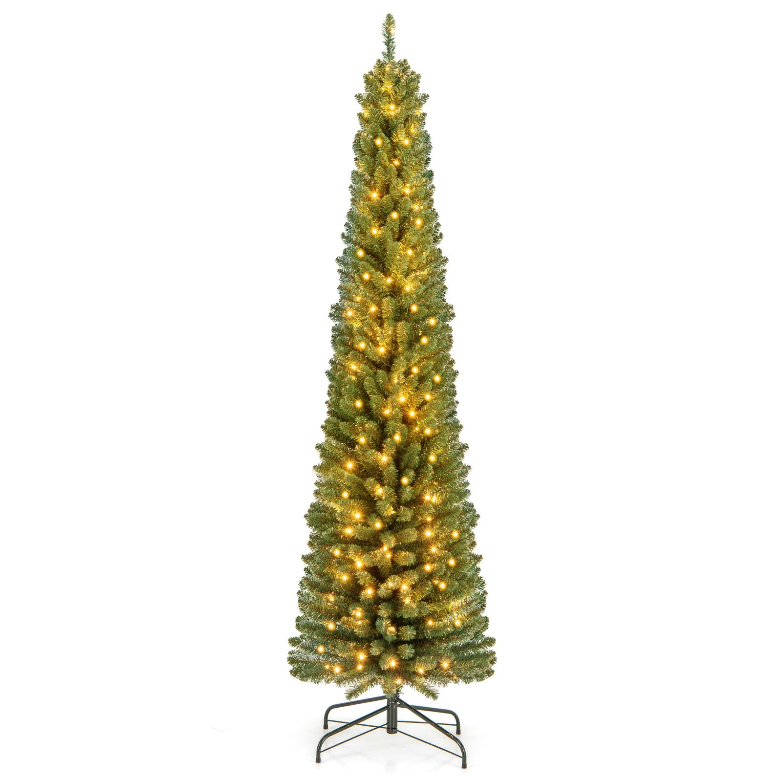 Amazon.com: GOFLAME 7FT Prelit Pencil Christmas Tree, Slim Artificial ...