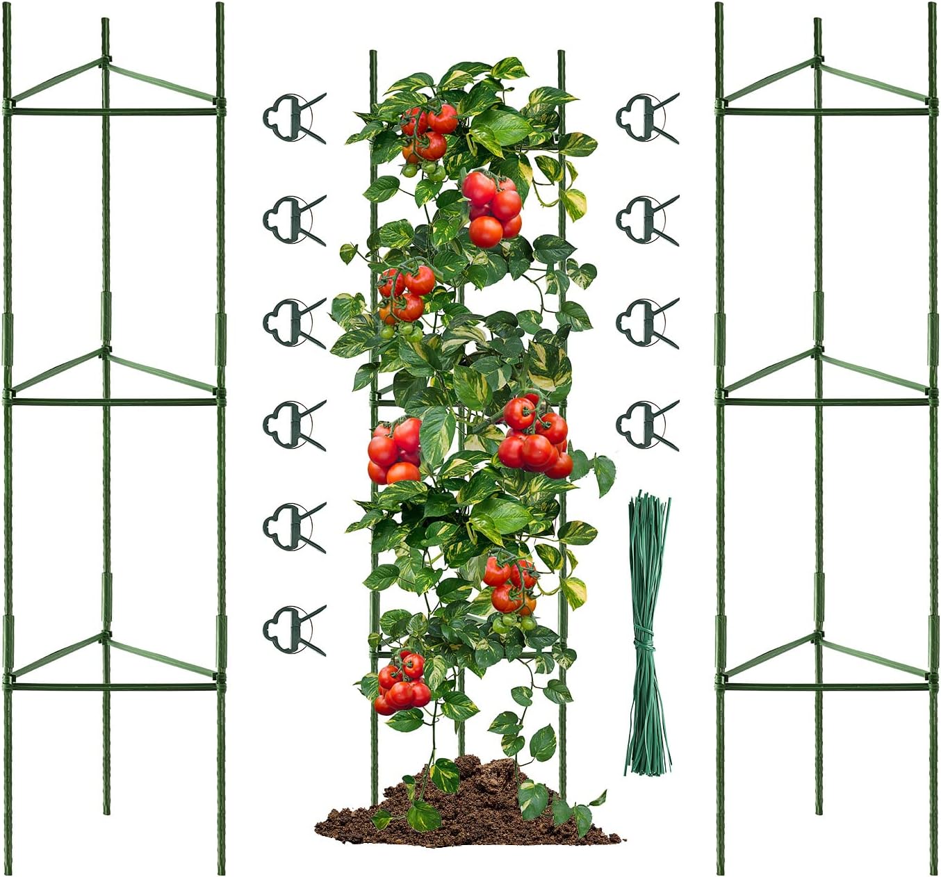 Amazon.com : EAPFCT Tomato Cage, 3 Packs 51 Inches Height Assembled ...