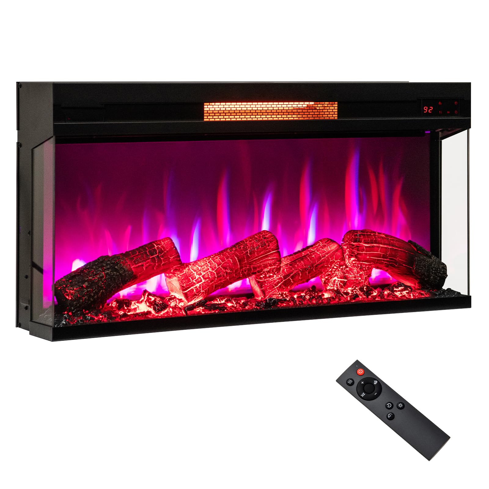 Amazon.com: RELAX4LIFE 36’’ 3-Sided Glass Electric Fireplace - 1500W ...