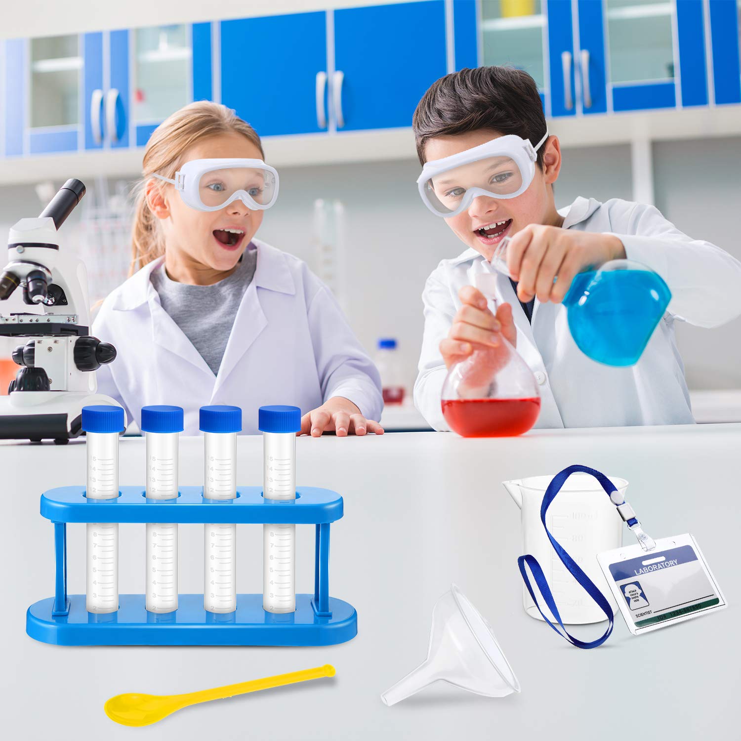 11 Pieces Kids Lab Costume Scientist Costume Accessory for Boys Girls ...