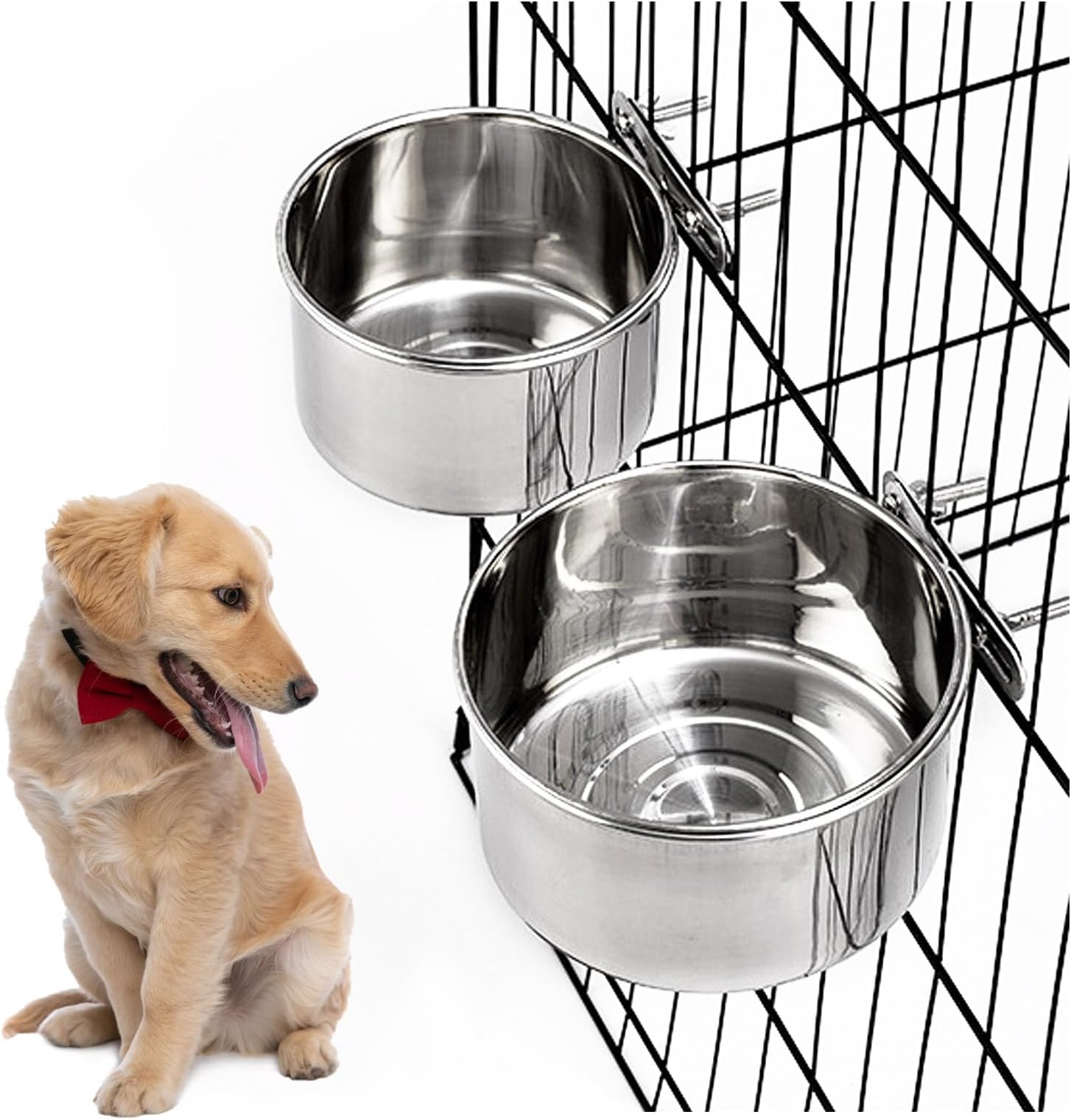 Pet Supplies : 2 Pack Dog Crate Kennel Water Bowl No Spill, Hanging ...