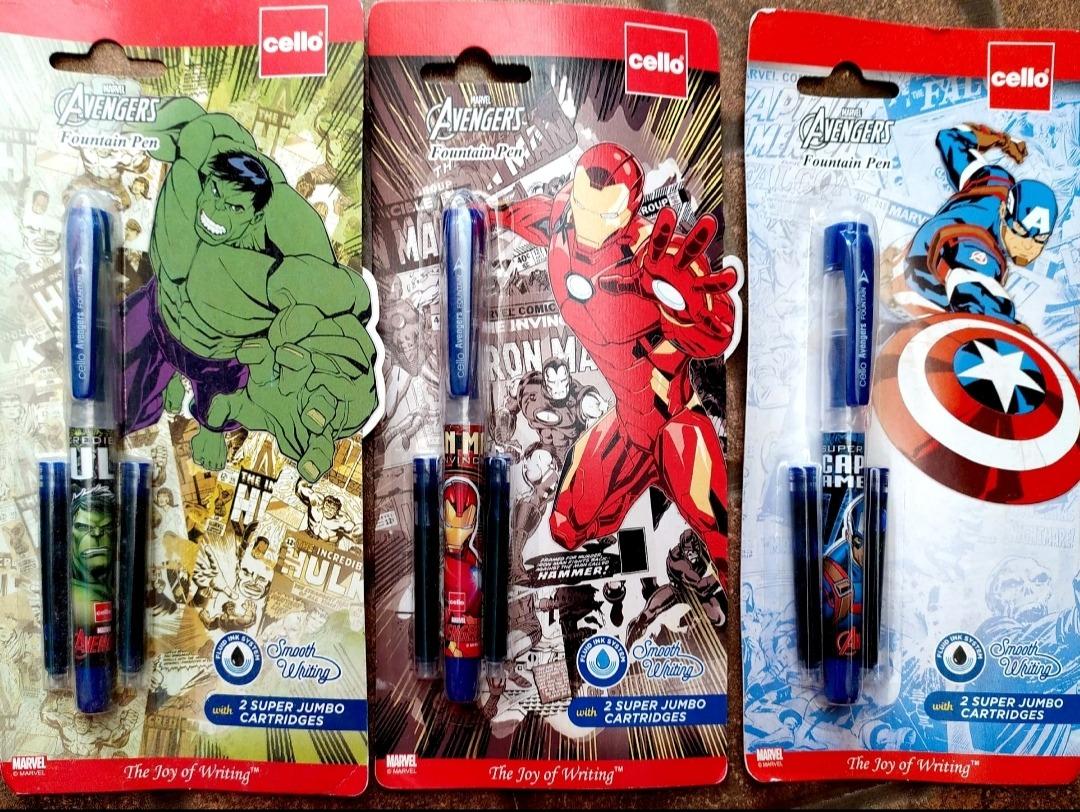 Cello Avengers Fountain Pen - 3 Pen Combo - Spiderman, Hulk, Captain ...