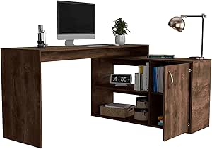 Amazon.com: Tghetiop 60-Inch L-Shaped Executive Desk with Cabinet and ...