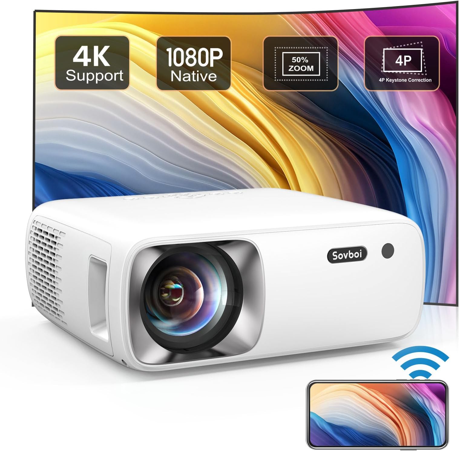 Amazon.com: Outdoor Projector 4K WiFi Bluetooth: 20000L 600 ANSI Native ...