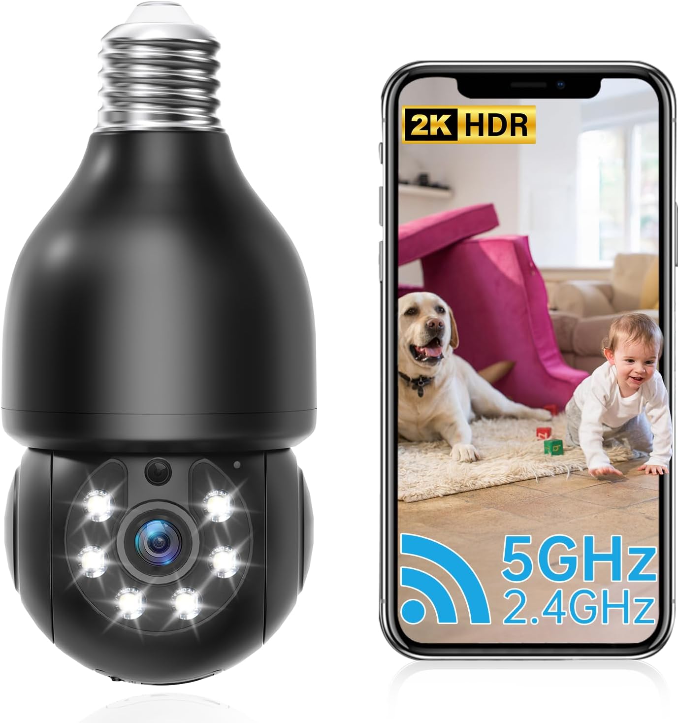 Amazon.com : JUFLSKY Light Bulb Security Camera Outdoor 2K,5G&2.4G WiFi ...