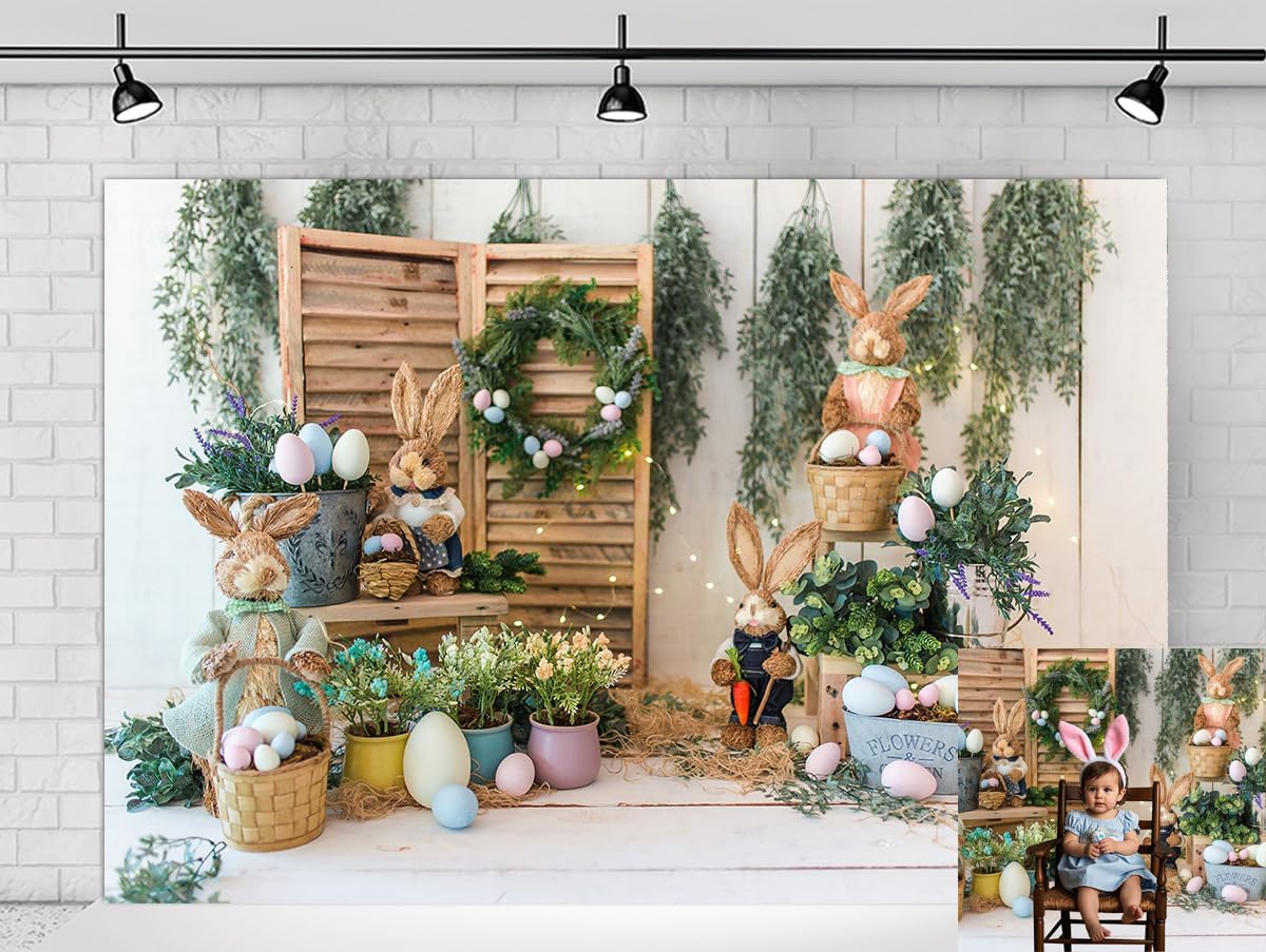 Amazon.com : Swepuck 7x5ft Spring Easter Photography Backdrop Garden Bunny Colorful Eggs Flower ...