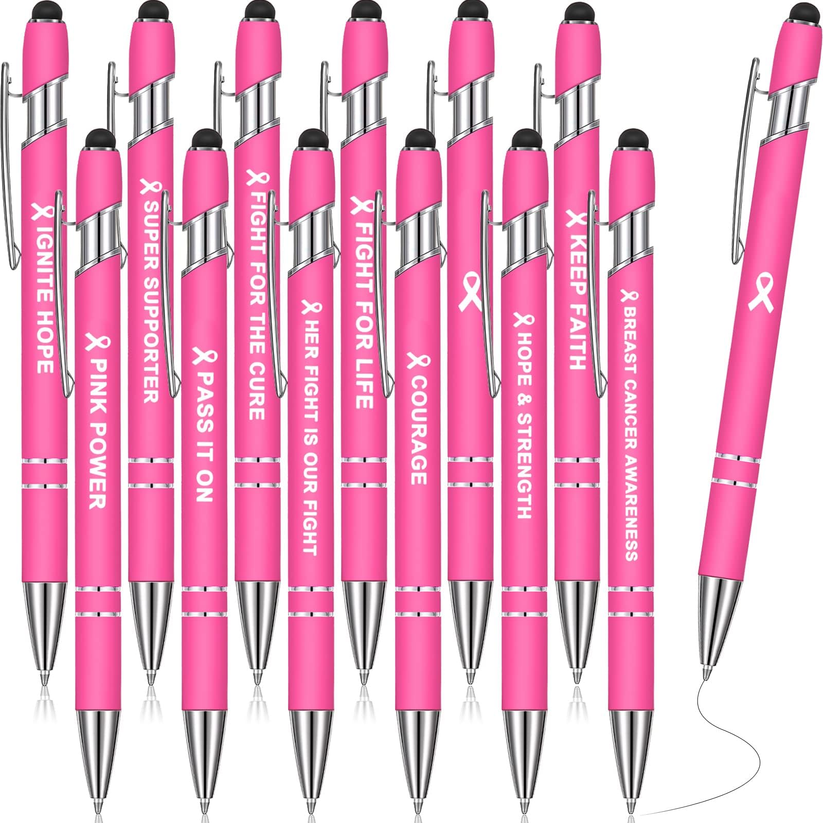 Amazon.com : Zonon 12 Pcs Breast Cancer Awareness Pens - Pink Ribbon ...