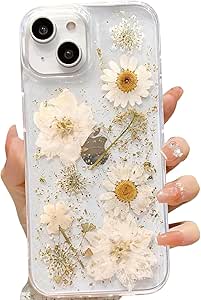 Amazon.com: LSEEKA for iPhone 13 Mini/iPhone 12 Mini Clear Case with Pressed Real Dried Flowers ...