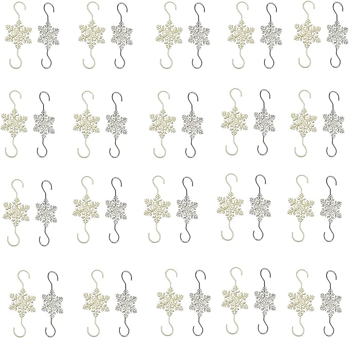 Amazon.com: Christmas Ornament Hooks Gold Silver Snowflake Hooks ...