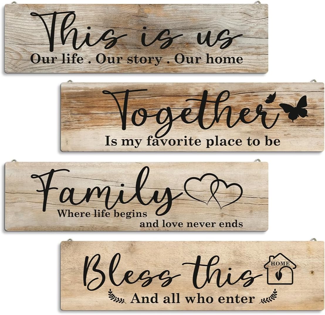 Amazon.com: Home Wall Decor Sets, Vintage Home Decor, 4 Pieces Hanging ...