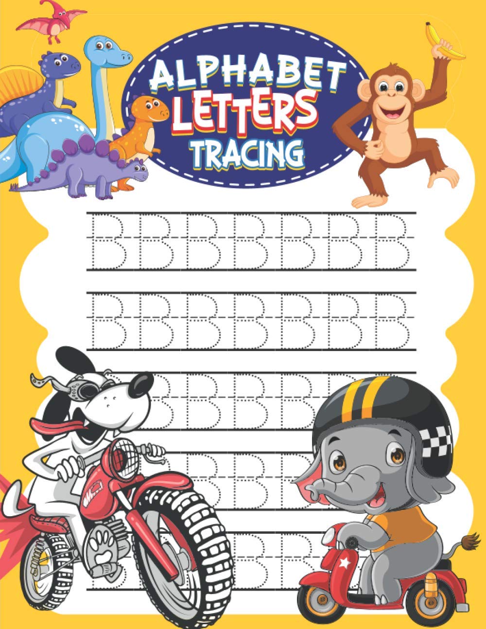 Alphabet Letters Tracing Motorcycle Monkeys Animal Tracing Book ...