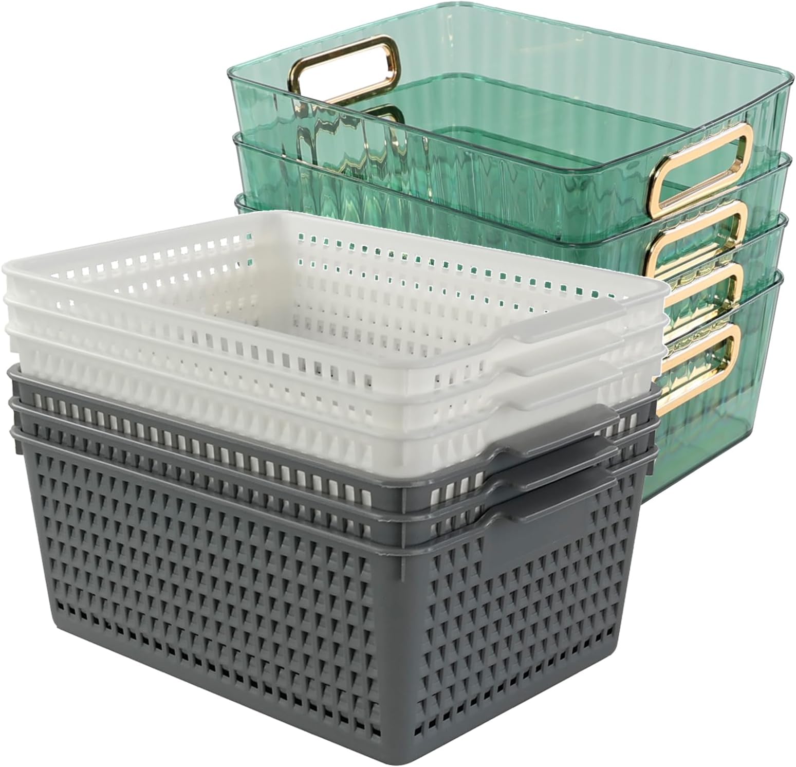 Readsky Green Clear Cosmetic Storage Basket, Plastic Clear Storage Bin ...