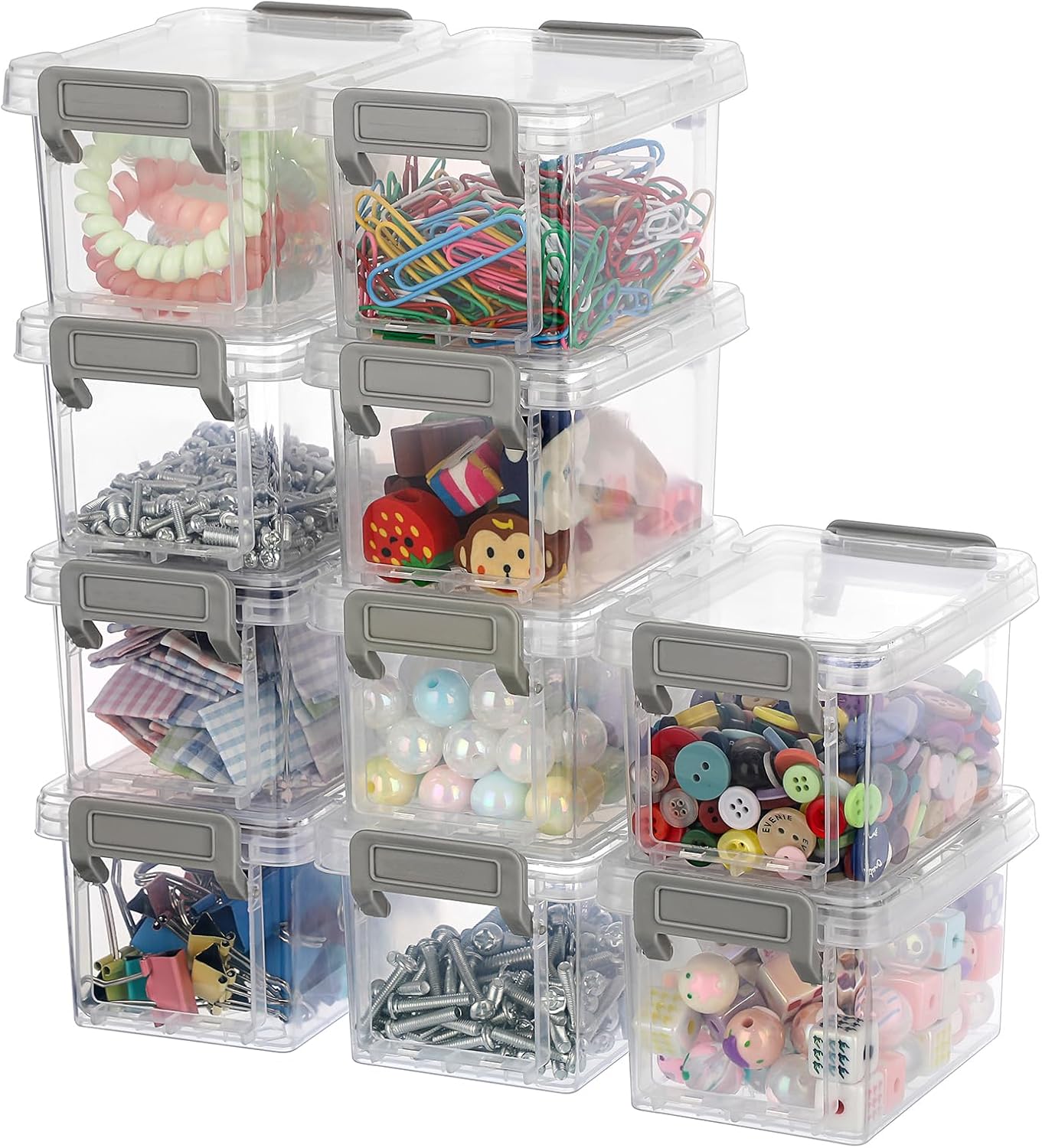 Amazon.com: BTSKY 10 Pack Clear Plastic Bead Organizer, Small Storage ...