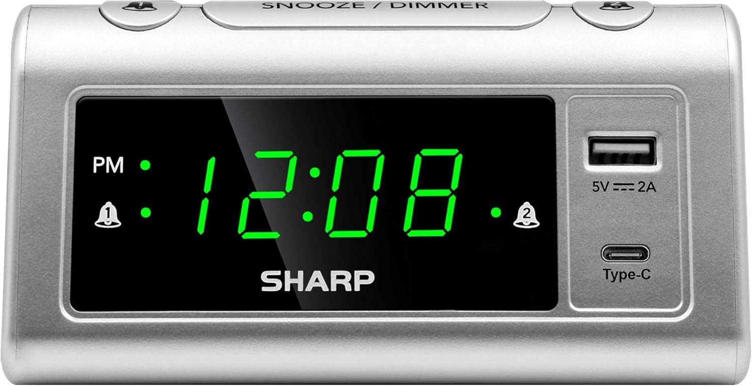 Amazon.com: Sharp Alarm Clock for Bedrooms, Super Fast USB-C Charging ...