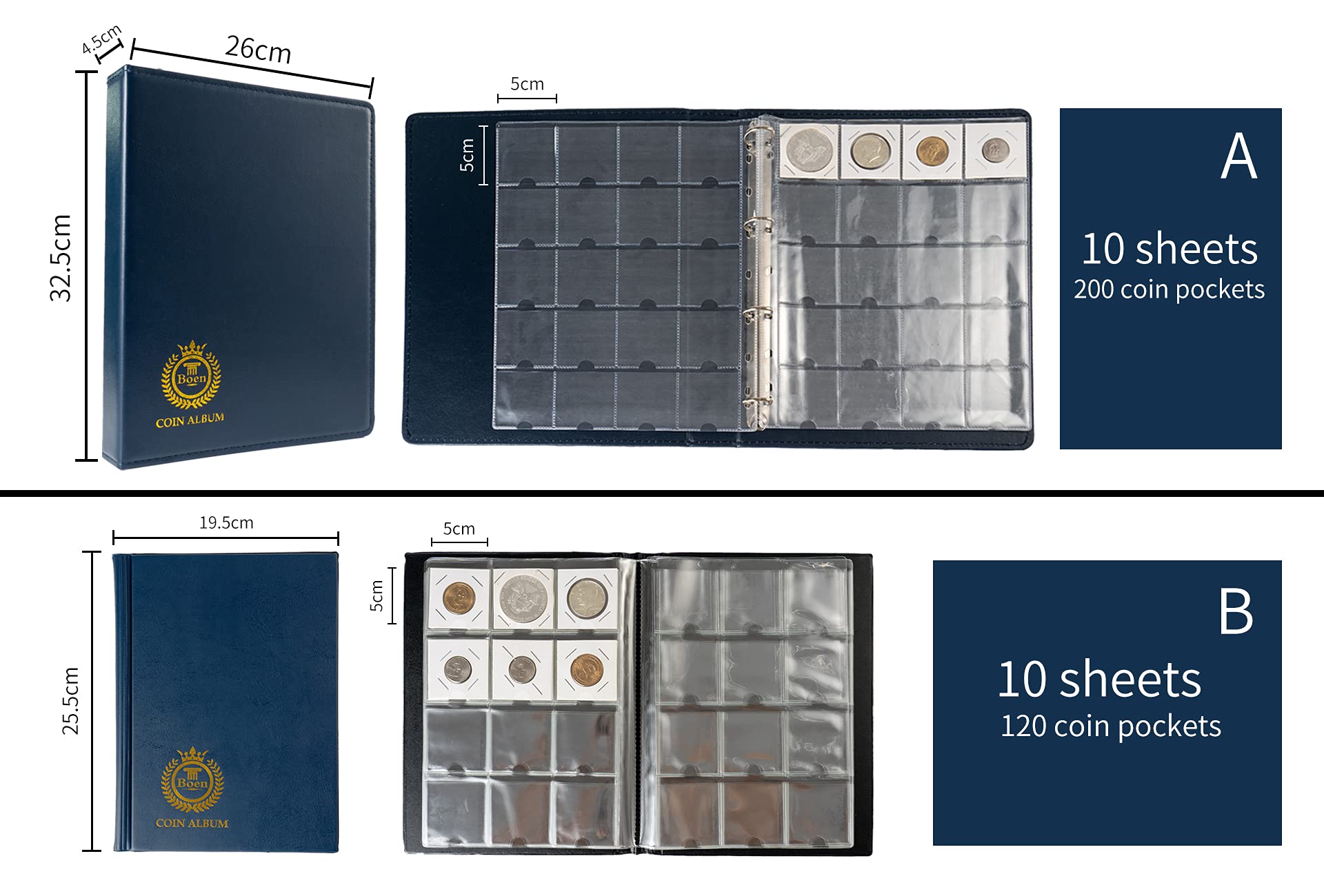Snapklik.com : 320 Pockets 2 Sets Coin Collection Book For Coin Flips ...