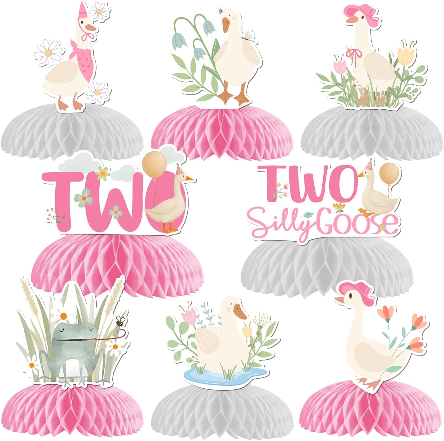 Amazon.com: 8Pcs Two Silly Goose Honeycomb Centerpieces Pink Goose 2nd ...