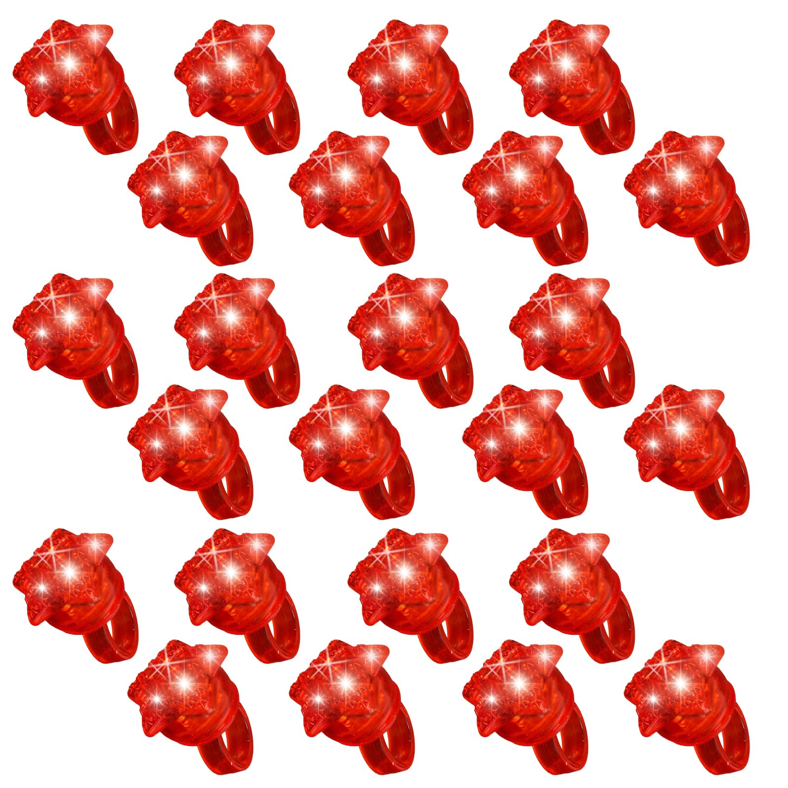 Snapklik.com : NUDALA 24 Pack Red Light Up Star Rings Glow In The Dark ...
