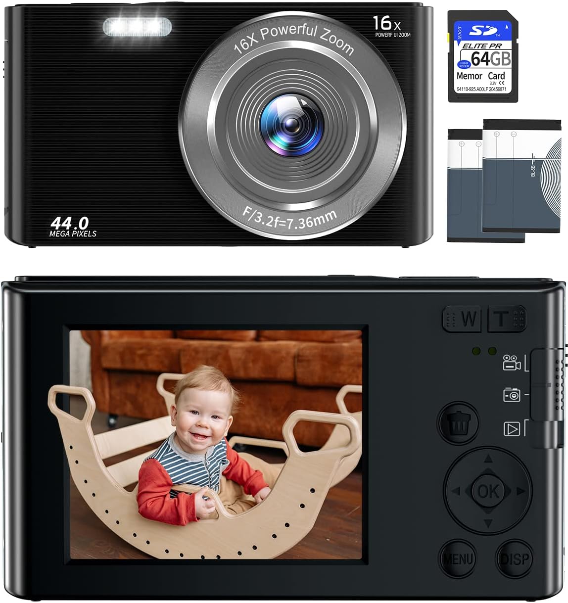 Amazon.com : VJIANGER 4K Digital Camera 44MP Point and Shoot Camera ...
