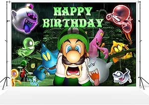 Amazon.com : 59x38in Luigi Mansion Background Shower Banner for ...