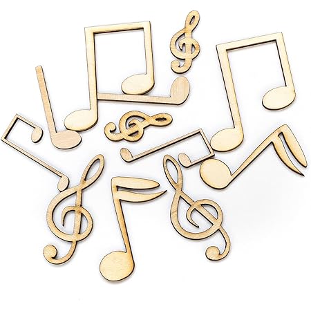 Amazon.com: JANOU 20pcs Music Notes Shaped Wood DIY Craft Cutouts ...