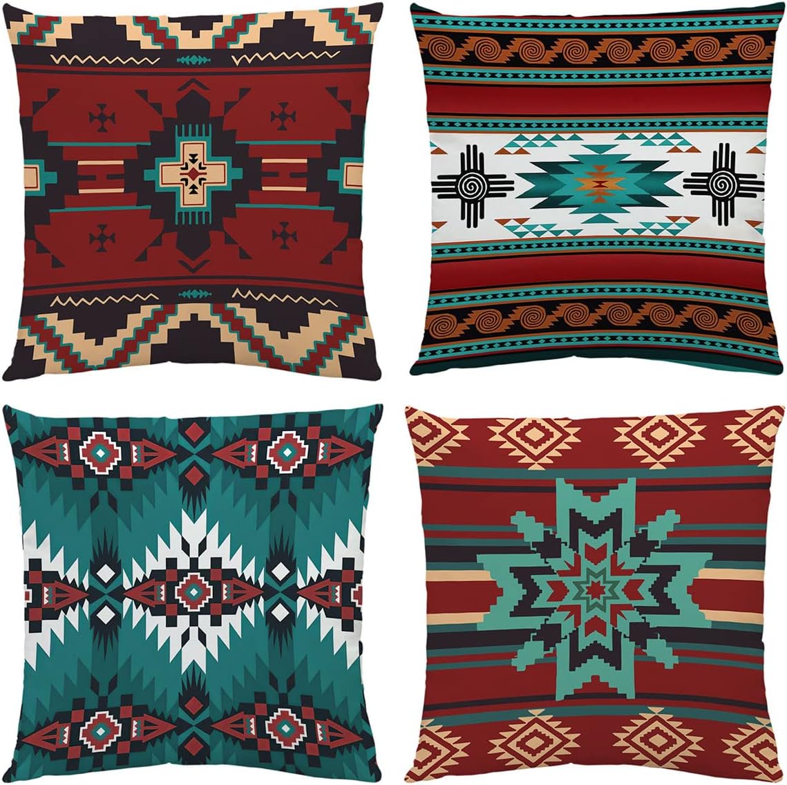 Amazon.com: Western Native American Throw Pillow Covers Set of 4 18X18 ...