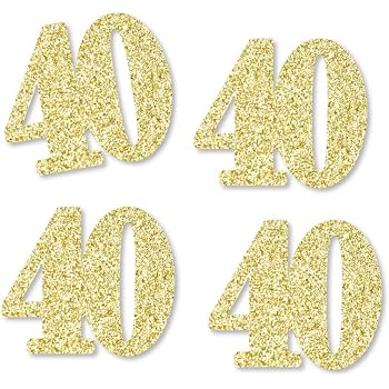 Amazon.com: Gold Glitter 40 - No-Mess Real Gold Glitter Cut-Out Numbers ...