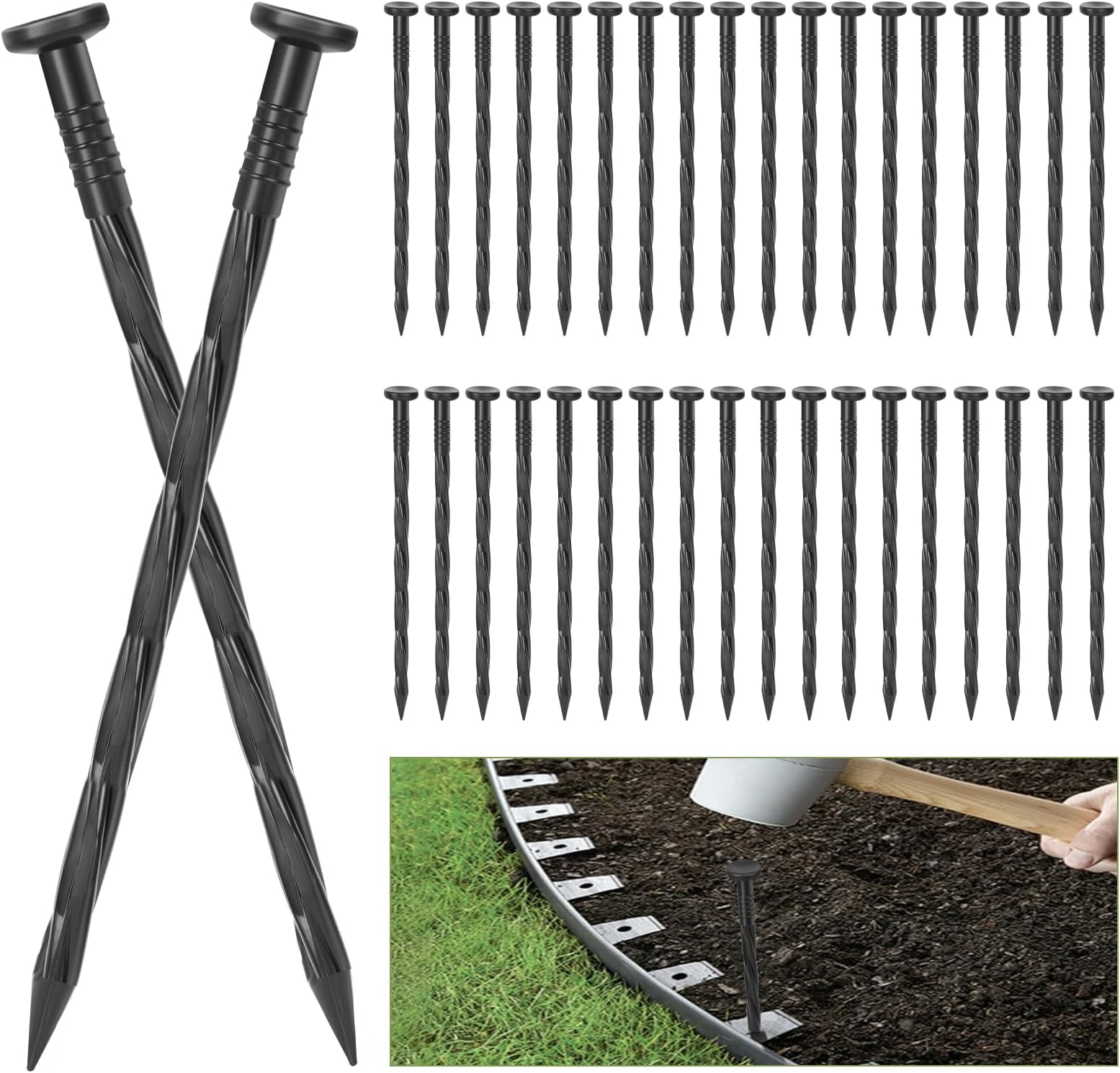 Amazon.com: 50-Pack USA Made 8-Inch Plastic Landscape Edging Anchoring ...