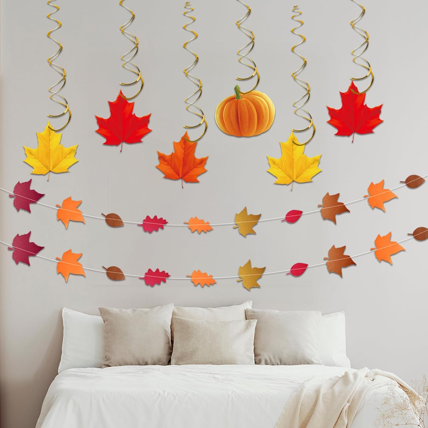 Amazon.com: Thanksgiving Decorations,Fall Leaves Garland &Autumn Maple ...
