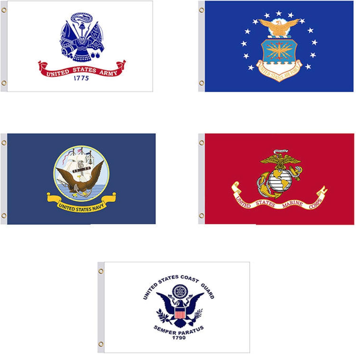 Amazon.com : Pack of 5 Branches Military Set 2x3 Feet - Army Polyester ...