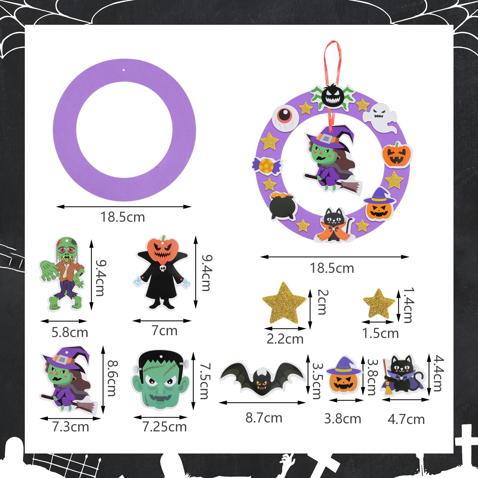 Snapklik.com : 8 Pack Halloween Wreath Craft Kit For Kids Make You Own ...
