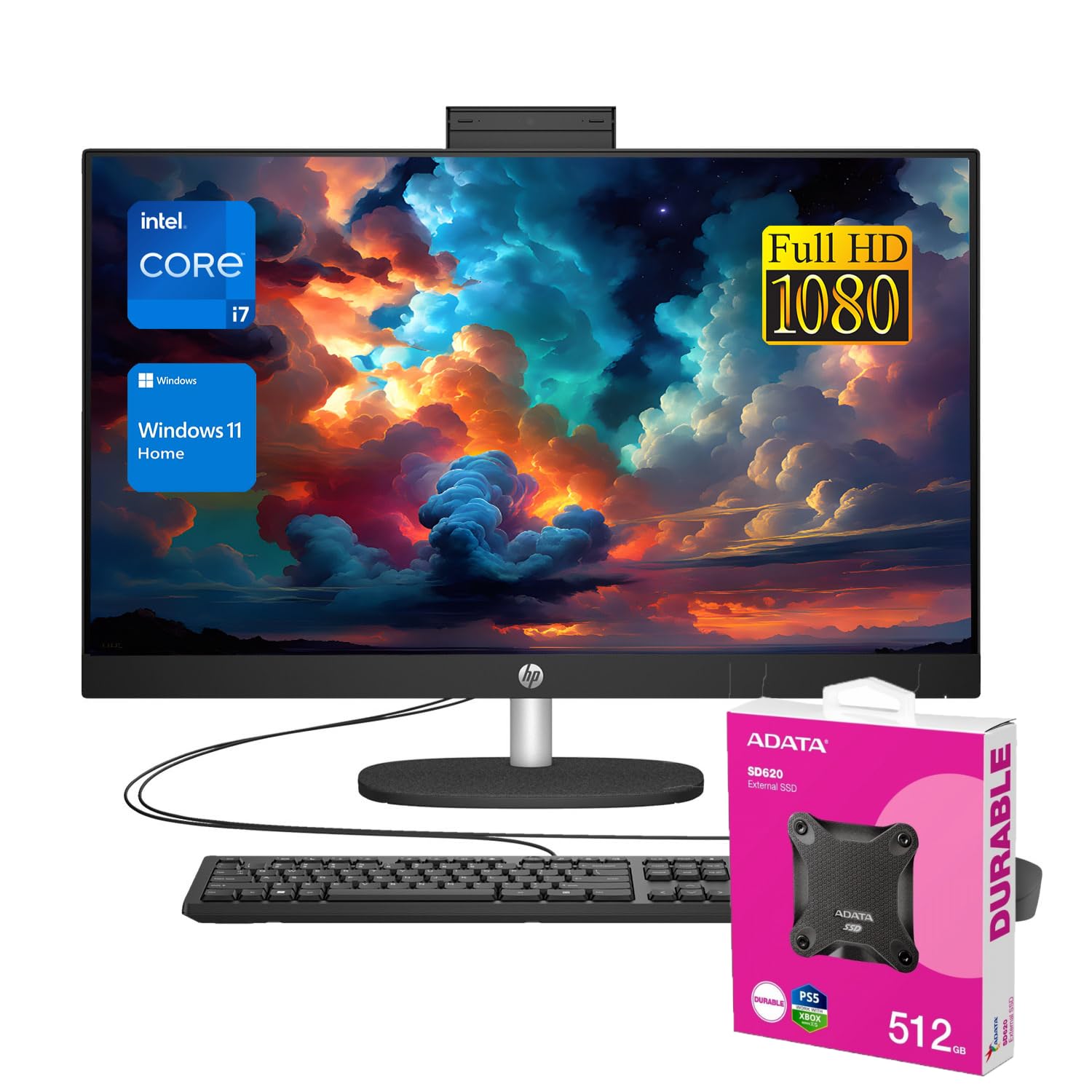 Amazon.com: HP Essential All-in-One Desktop, 27" FHD Display, Intel ...