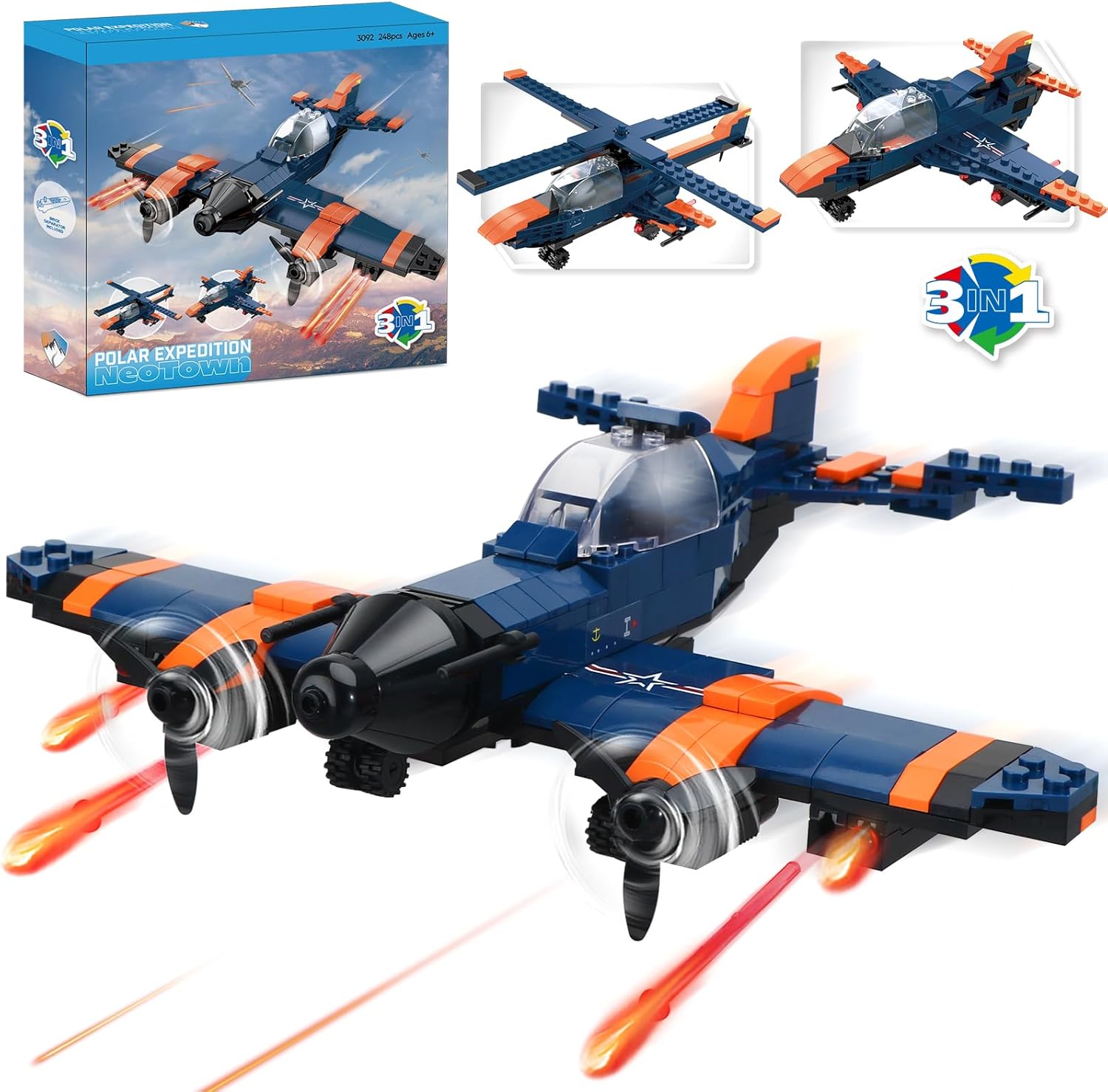 Amazon.com: COGO MAN Creator 3in1 Jet Plane to Helicopter orSpeed ...