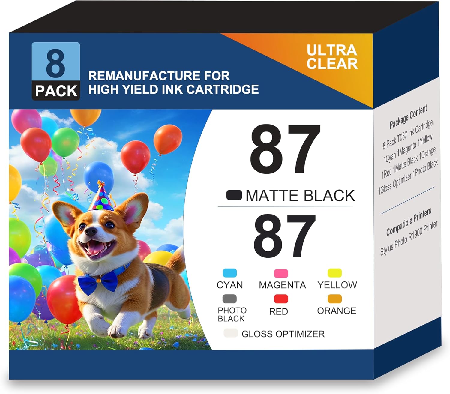 Amazon.com: T087 Remanufactured Ink Cartridge Replacement for 87 Ink ...