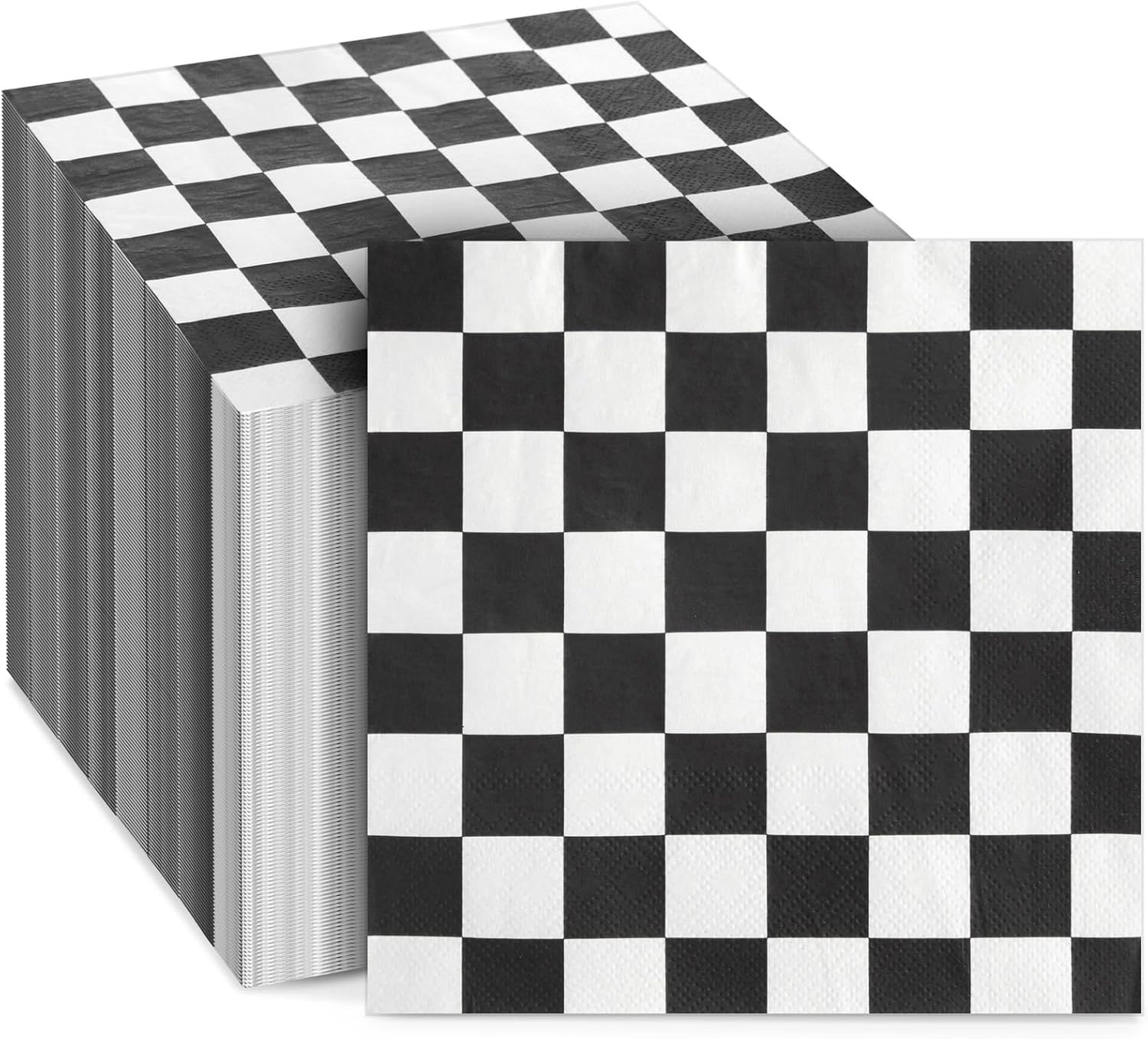 Checkered Flag Paper Napkins for Race Car Birthday Party (6.5 x 6.5 in ...