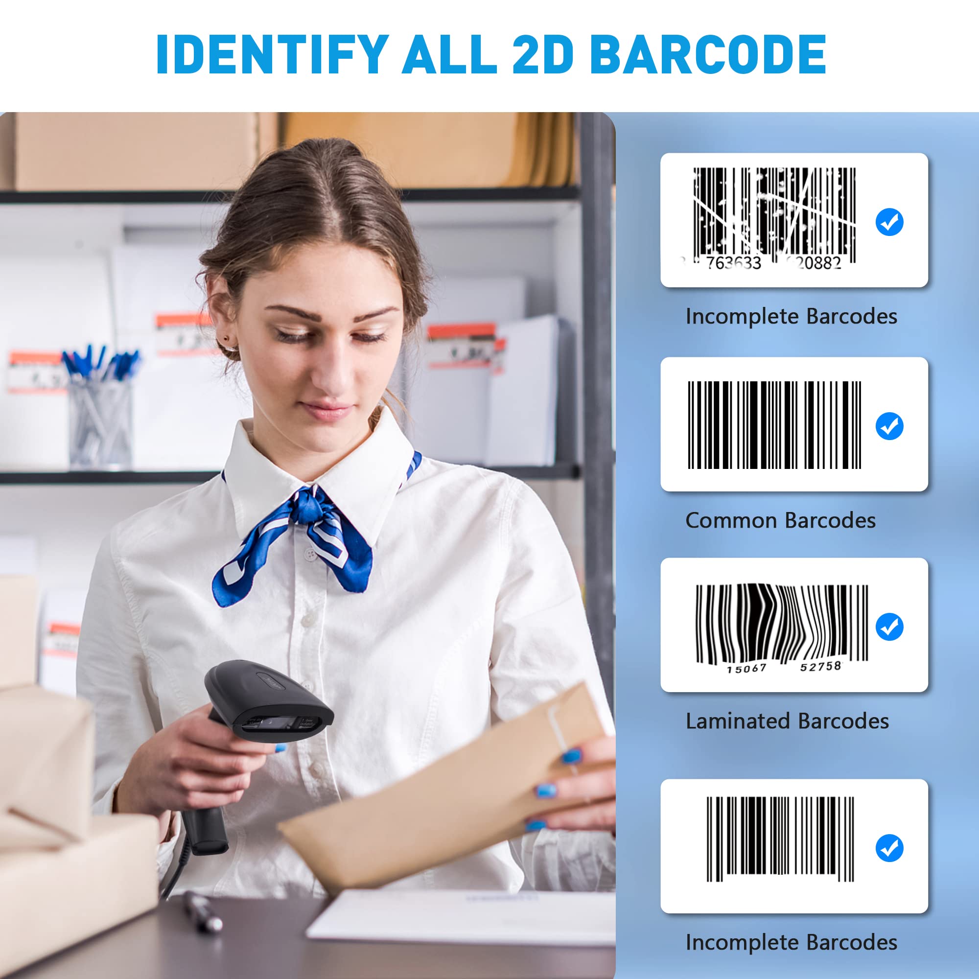 Snapklik.com : 1D 2D Barcode Scanner,JRHC Portable Automatic QR Code ...