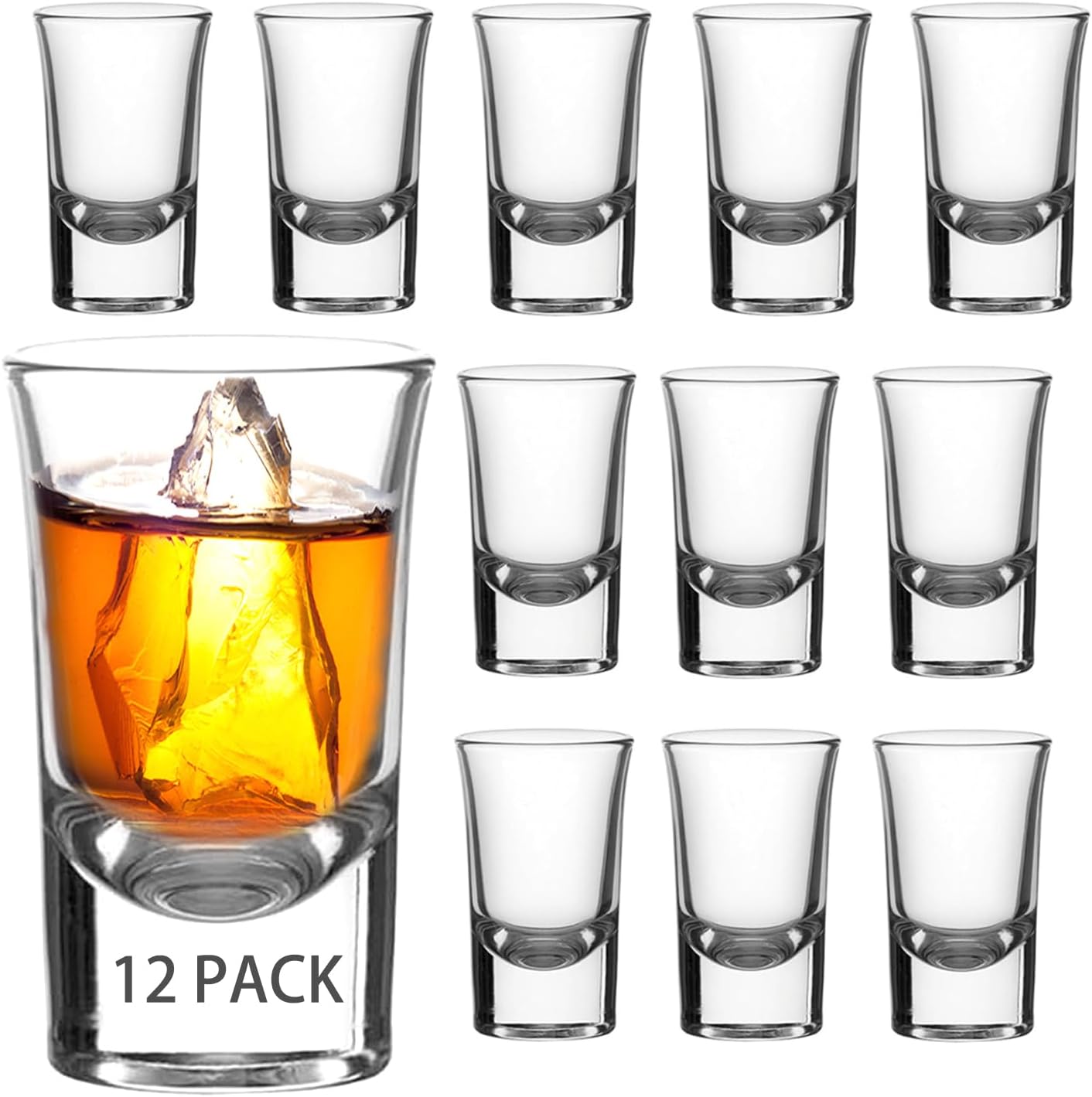 Amazon.com | Hlukana 6 Pack Heavy Base Shot Glasses Set, 2.2 oz Clear ...