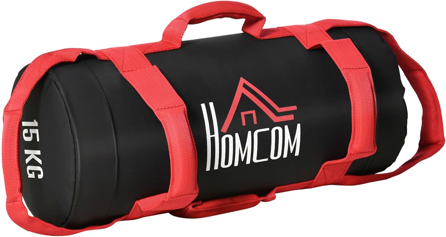 HOMCOM Sacca Bulgara da 15kg con 6 Cinghie per Allenamento Fitness in ...