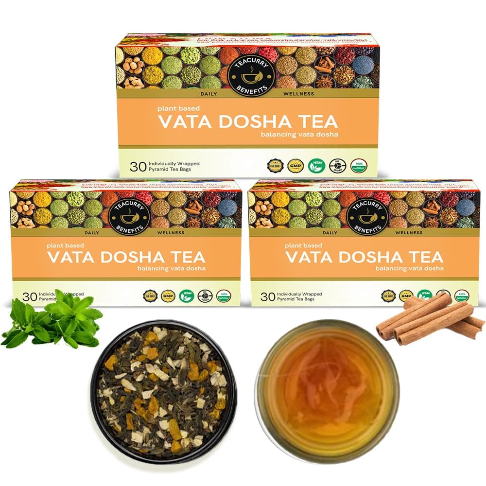 TEACURRY Vata Dosha Tea (3 Month Pack, 90 Tea Bags) - Helps with Vata ...