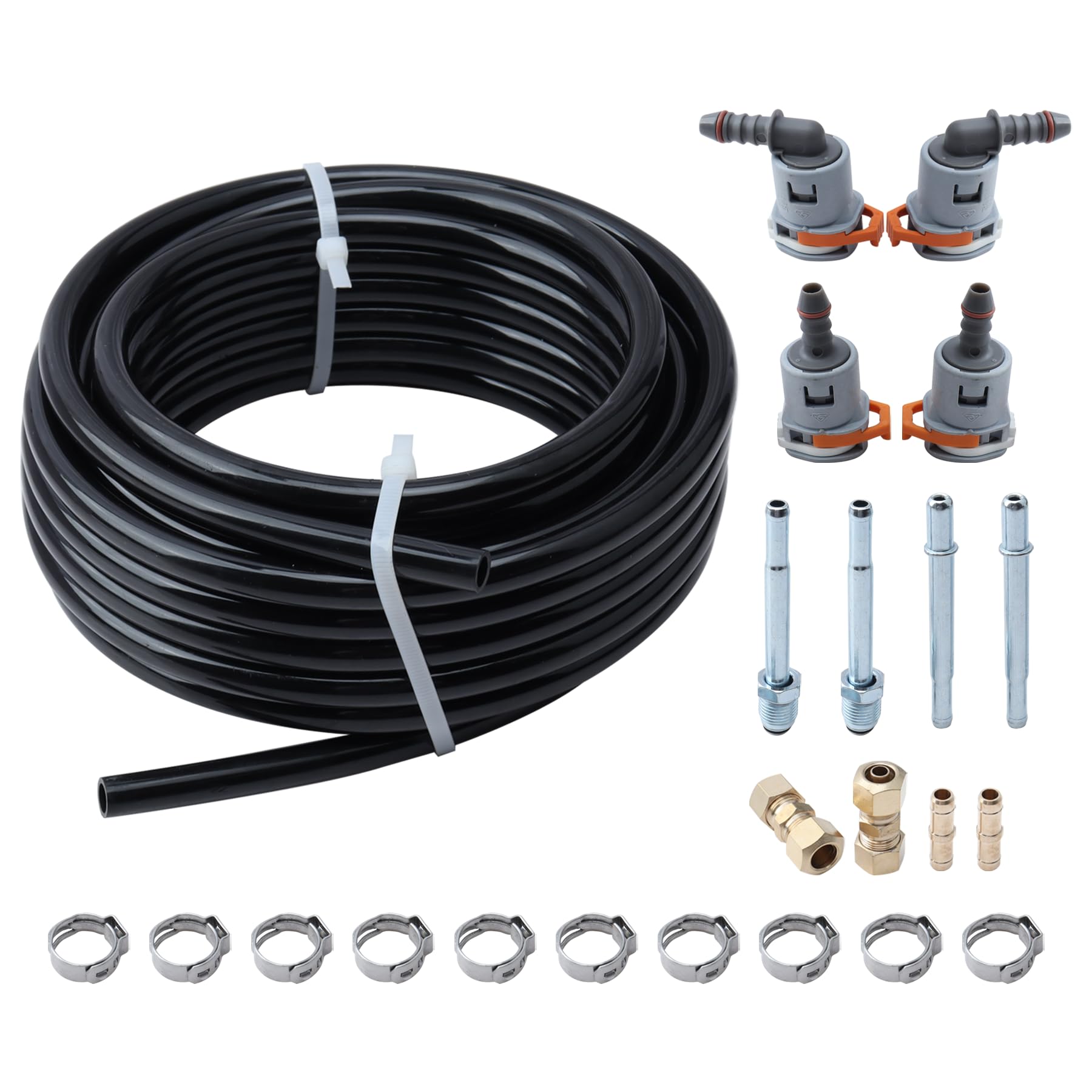 Amazon.com: 3/8" Nylon Fuel Line Tubing Kit - Includes 90° & Straight ...