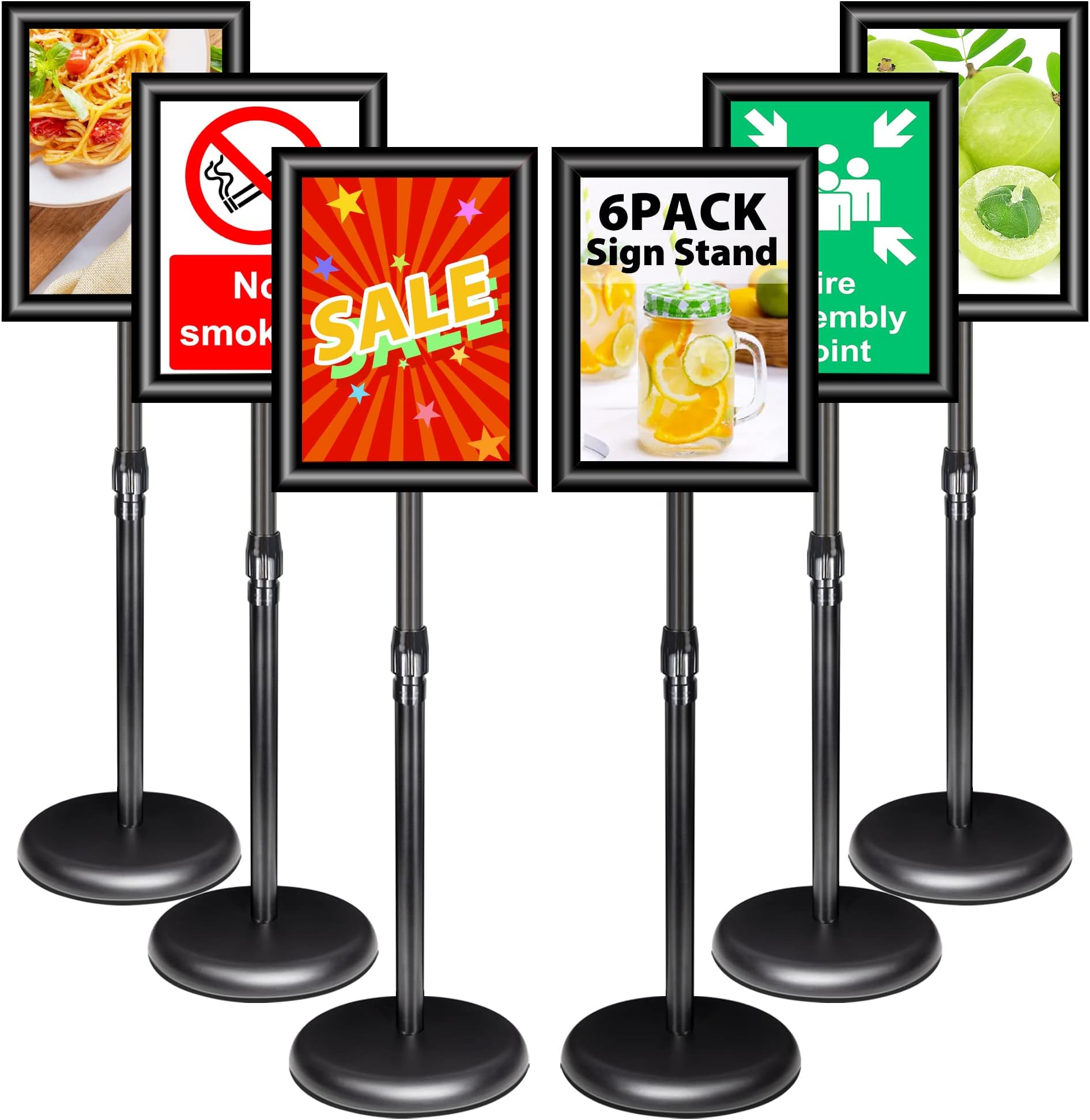 VAIIGO 6Pack Adjustable Sign Stand A4 Aluminum Poster Menu Stand Floor ...